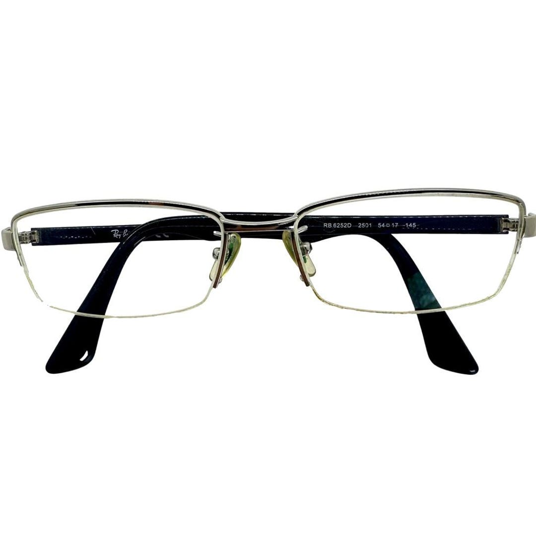 Vintage 80s Ray-ban Half Rim Rectangular Eyeglasses: Navy Silver ...