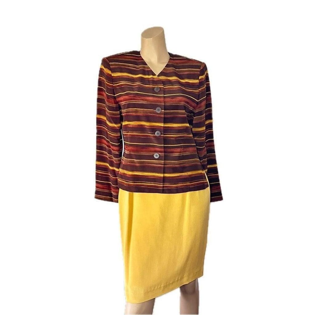 Vintage New Kasper for ASL Two Piece Silk Blazer and Skirt Suit Set ...