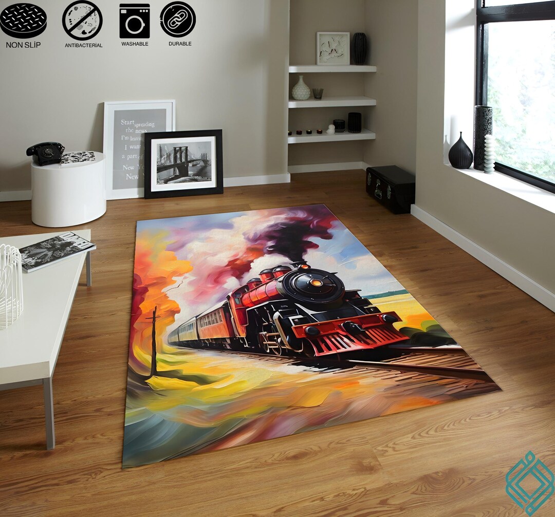 Train Pattern Rug, Train Design Rug, Train Rug, Abstract Rug,modern ...