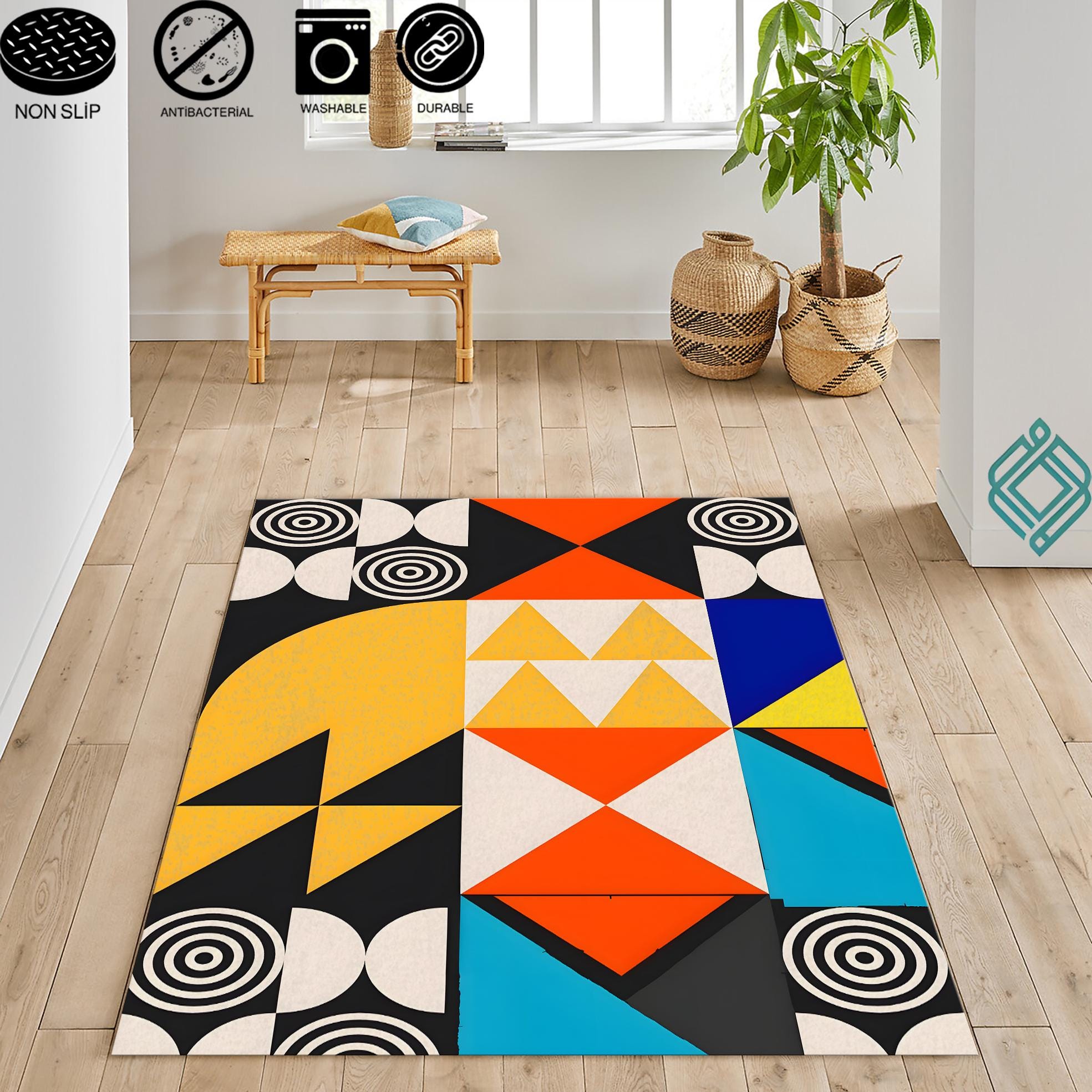 Geometric Shape Rug, Colorful Abstract Rug, Modern Art Rug,minimalist ...