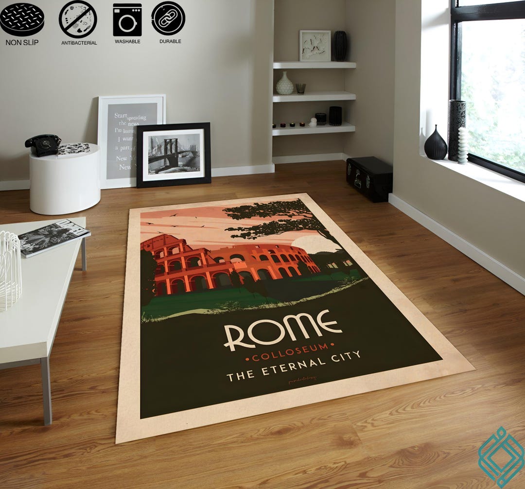 Antique Rome City Pattern Rug, Timeless Charm of Rome, Rome Pattern Rug ...