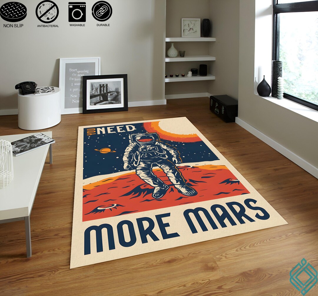 Astronaut and Mars Rug – Space Adventure Design for Cosmic Home Decor ...