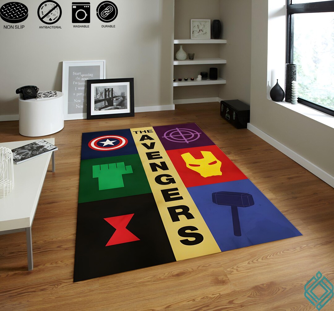 Avengers Super Heroes Decor Kids Room Rug Gift, Avengers Rug, Children ...