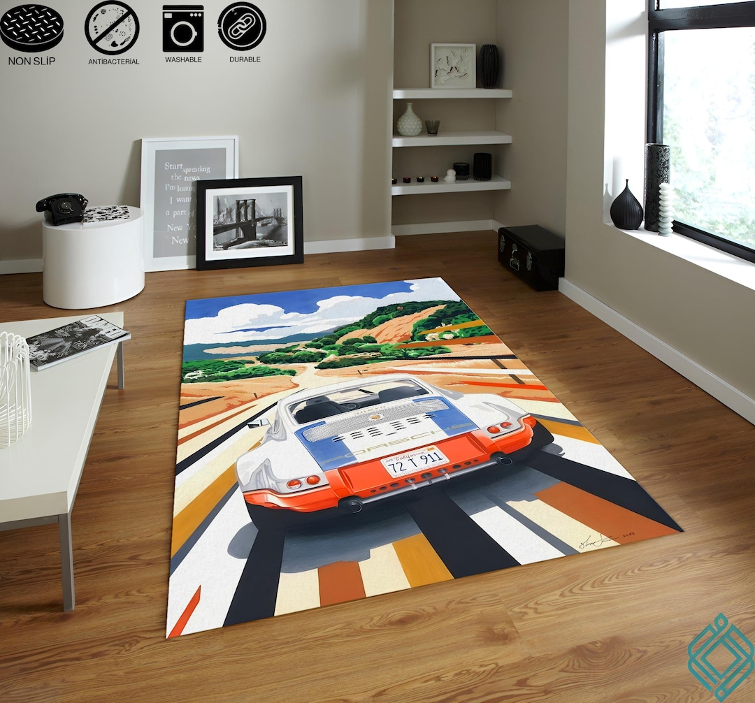 Porsche 911 Retro Rug – Classic Car-inspired Design for Timeless ...
