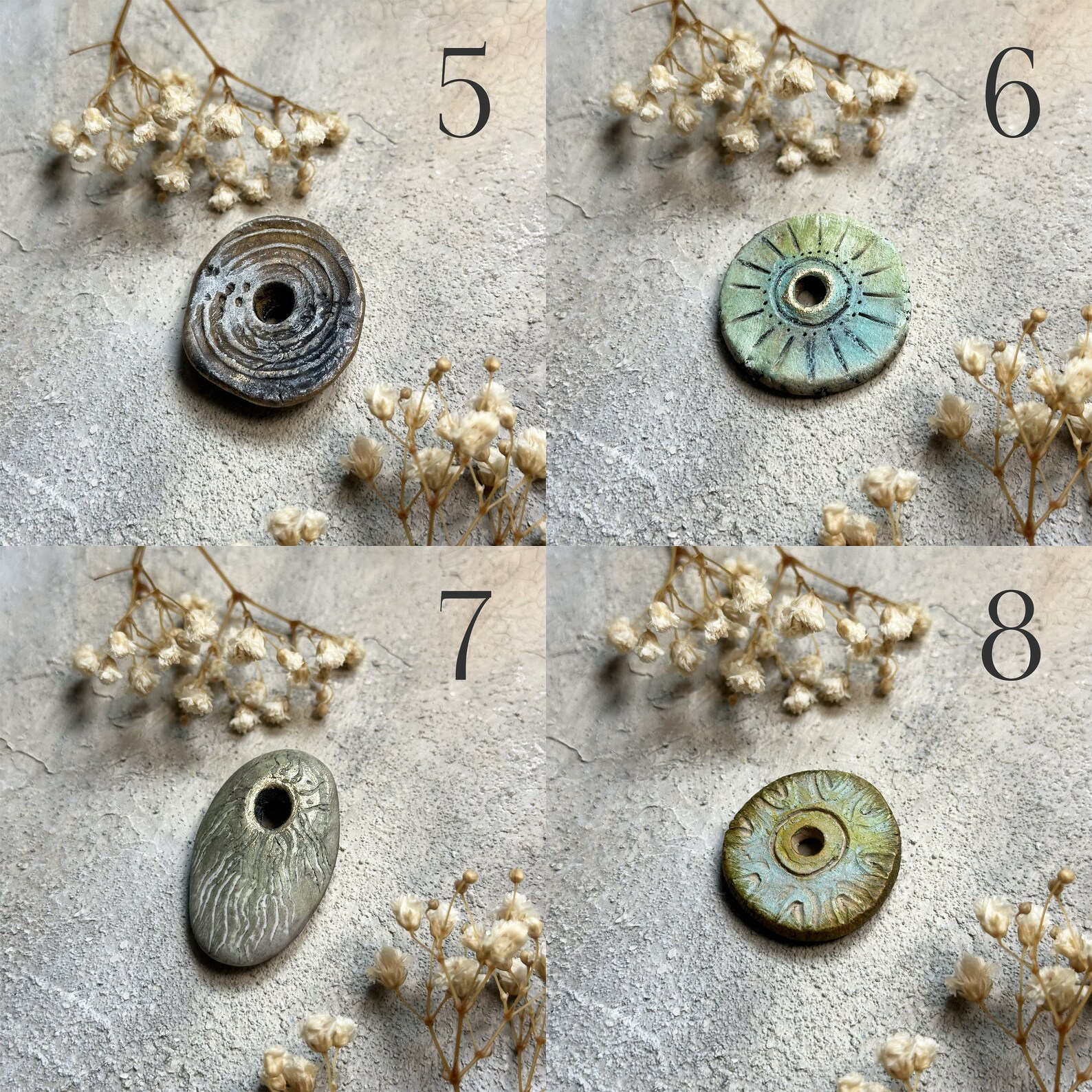Porcelain Pendant, Rustic Charms, Clay Art Beads, Handmade Findings ...