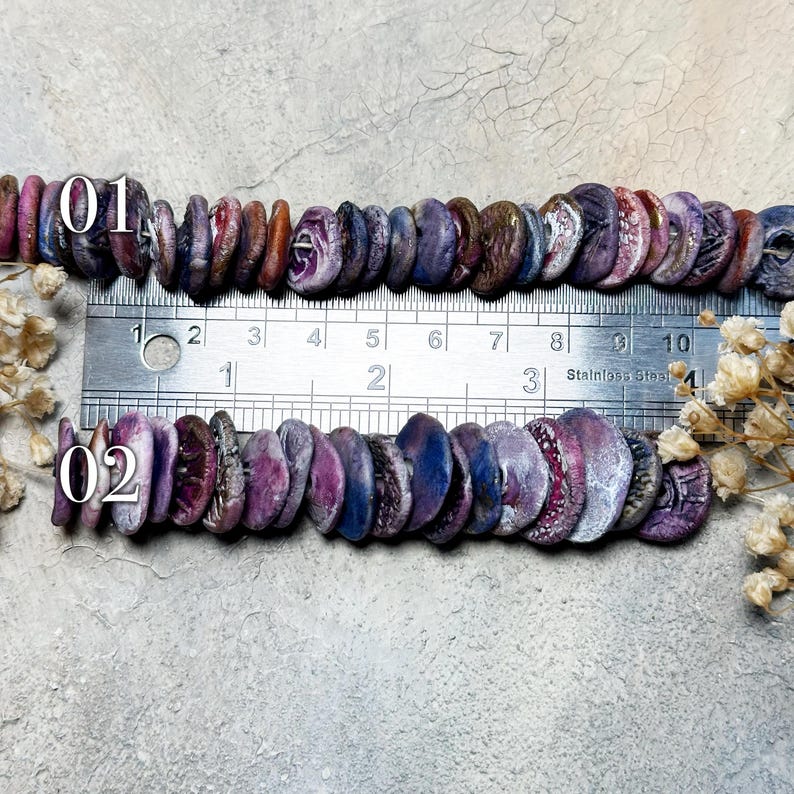 Porcelain Beads, Rustic Clay Beads, Disc Beads, Handmade Findings, Boho ...