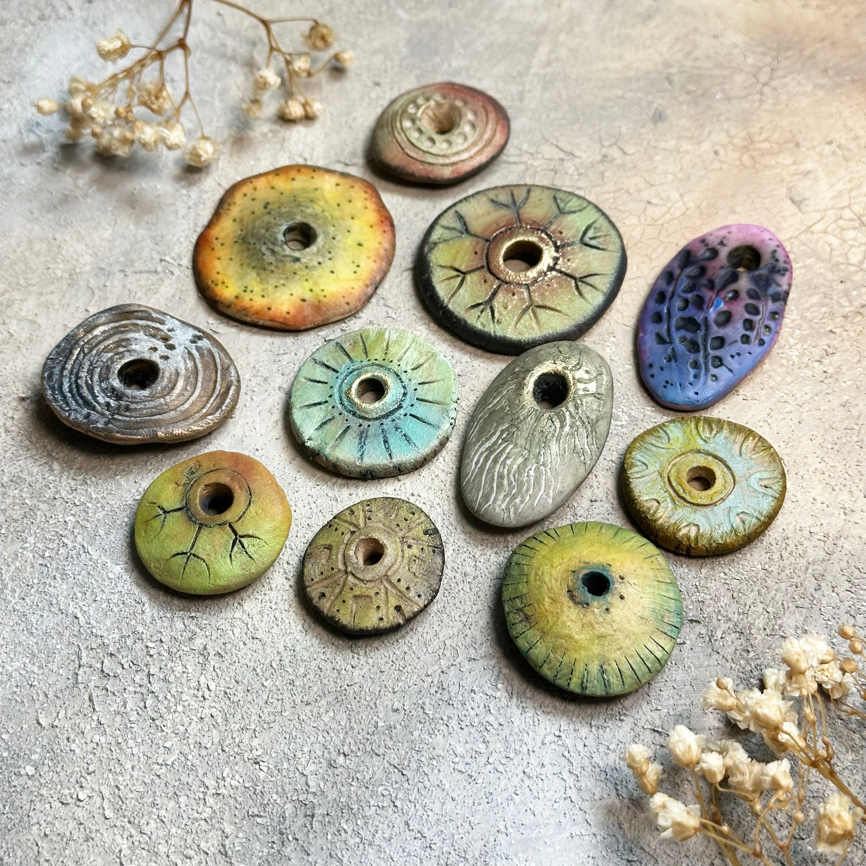 Porcelain Pendant, Rustic Charms, Clay Art Beads, Handmade Findings ...