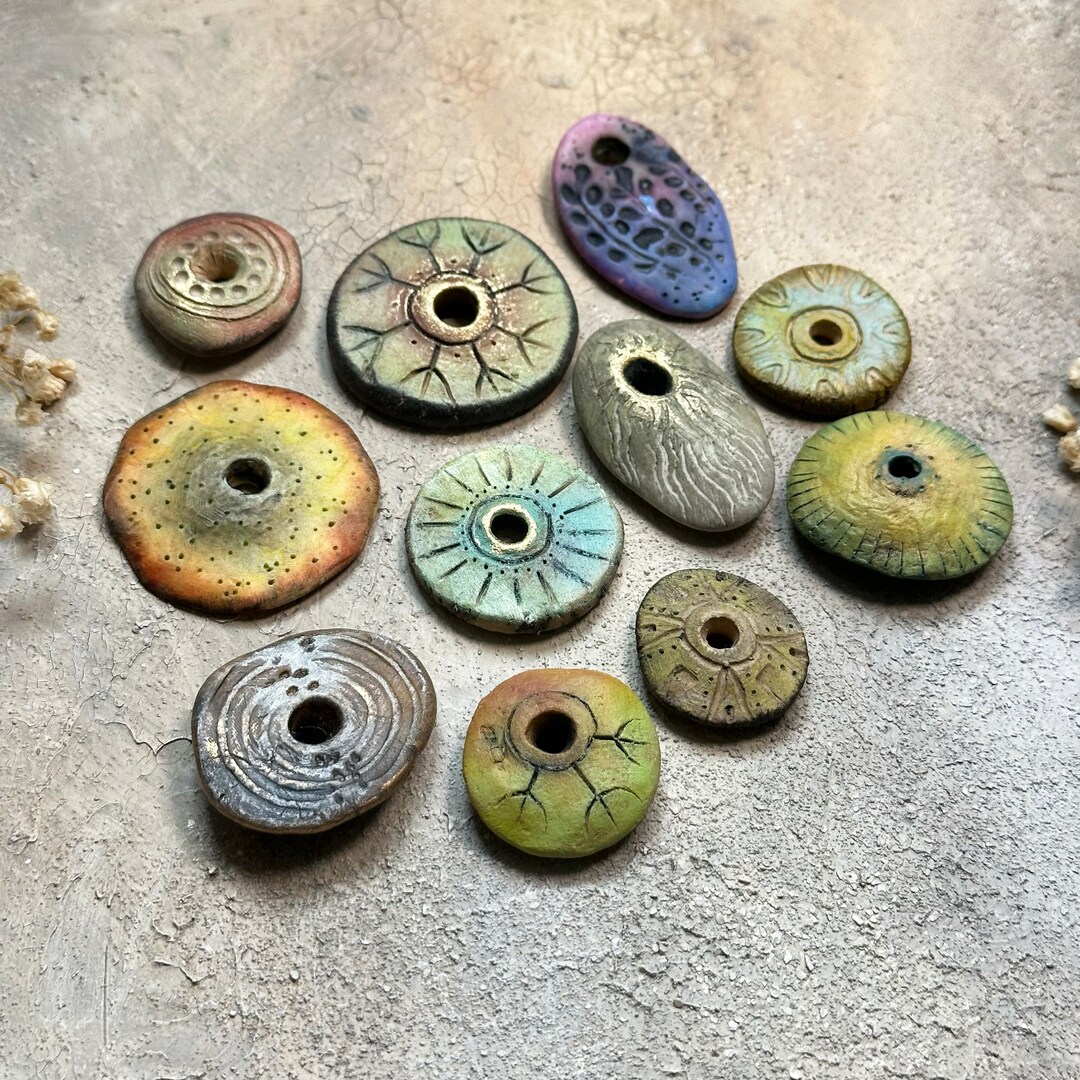 Porcelain Pendant, Rustic Charms, Clay Art Beads, Handmade Findings ...