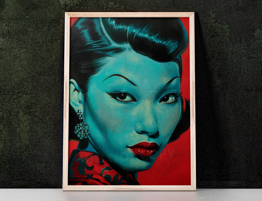 Blue Kitsch Lady 13 Art Print Inspired by Vladimir Tretchikoff, Mid ...