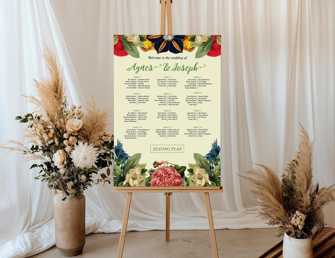 Botanical Wedding Seating Plan | Botanical Table Plan | Greenery Seating Plan | Custom Wedding ...