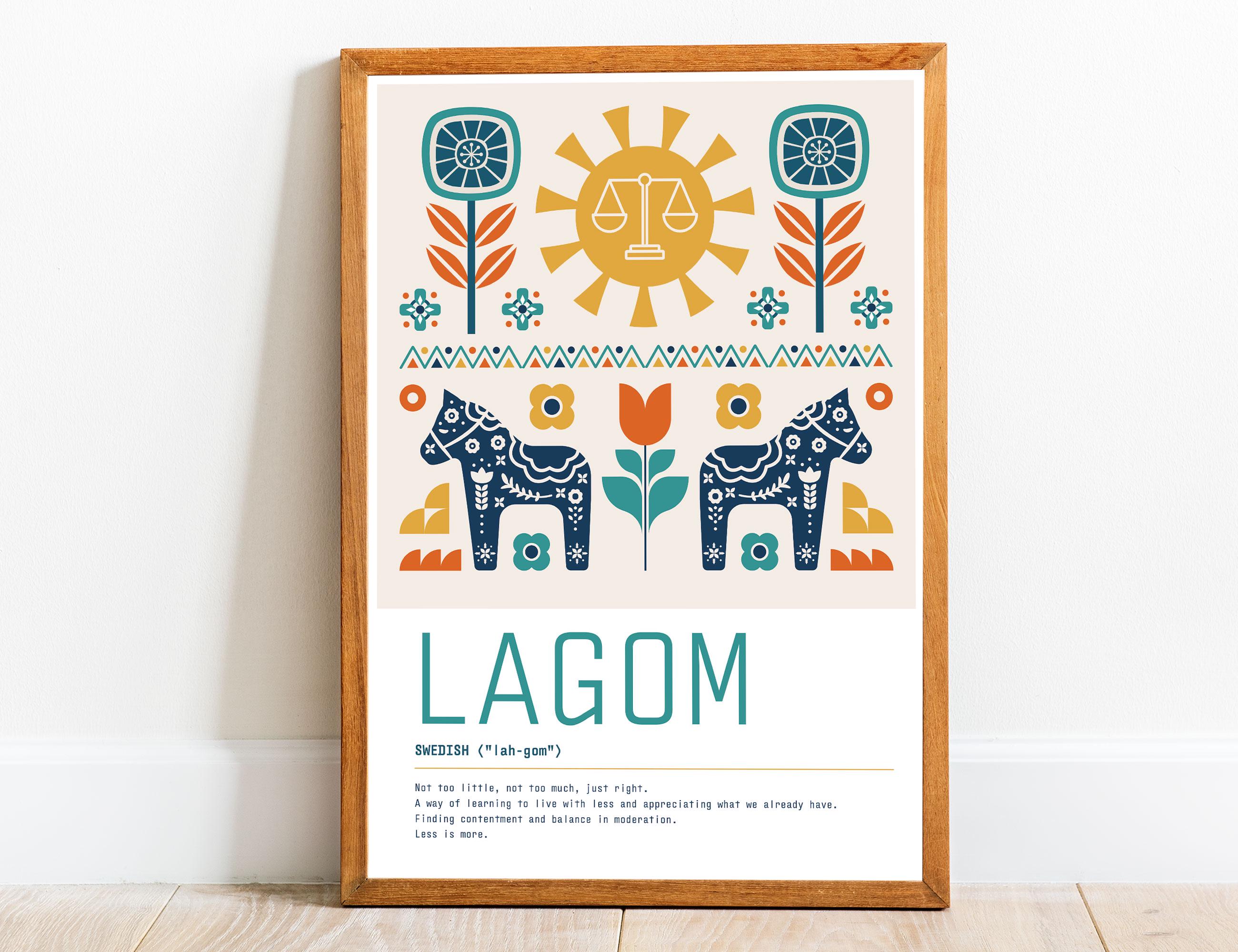 Lagom Definition Print, Lagom Print, Lagom Quote, Nordic Wall Art ...