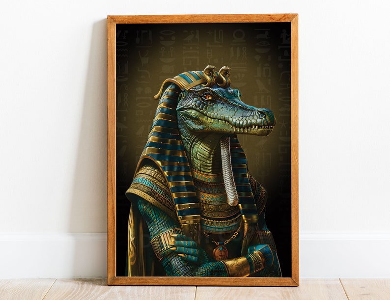 Egyptian God Sobek 01 Wall Art, Egyptian Art Print, Egyptian Poster ...