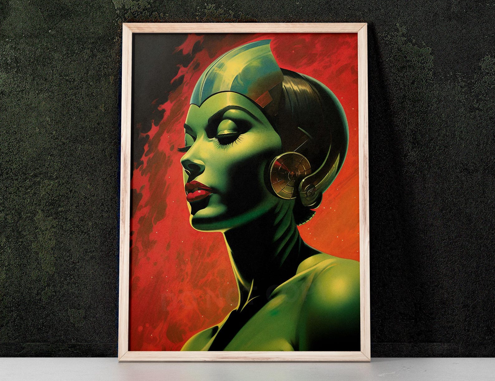 Green Kitsch Lady 03 Art Print Inspired by Vladimir Tretchikoff, Mid ...