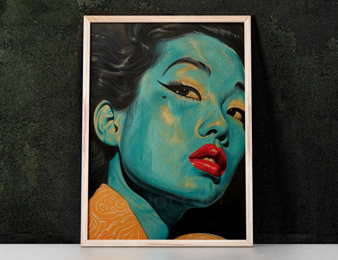 Blue Kitsch Lady 11 Art Print Inspired by Vladimir Tretchikoff, Mid ...