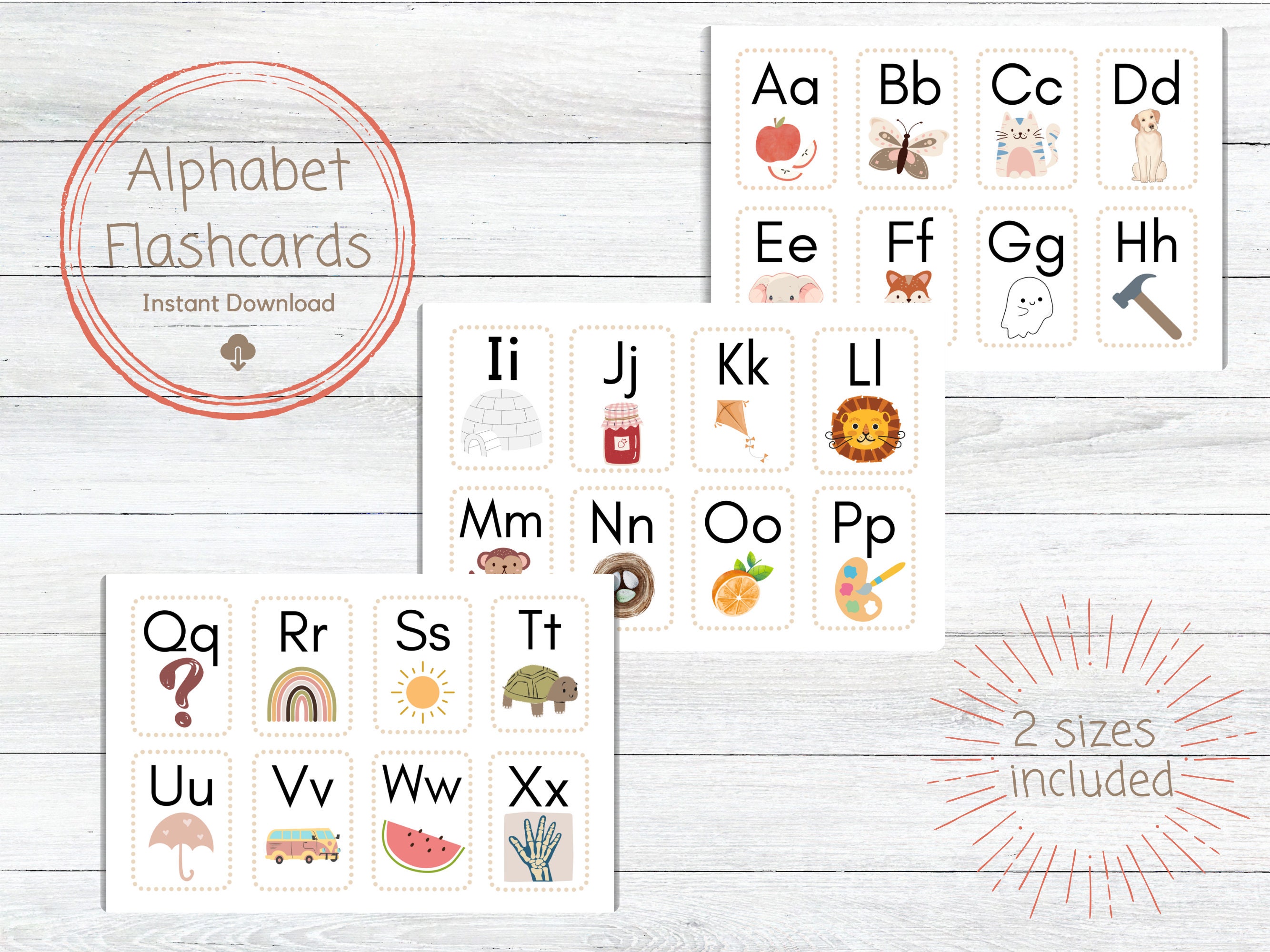 Printable Alphabet Cards, Homeschool, Printable Montessori Flashcards ...