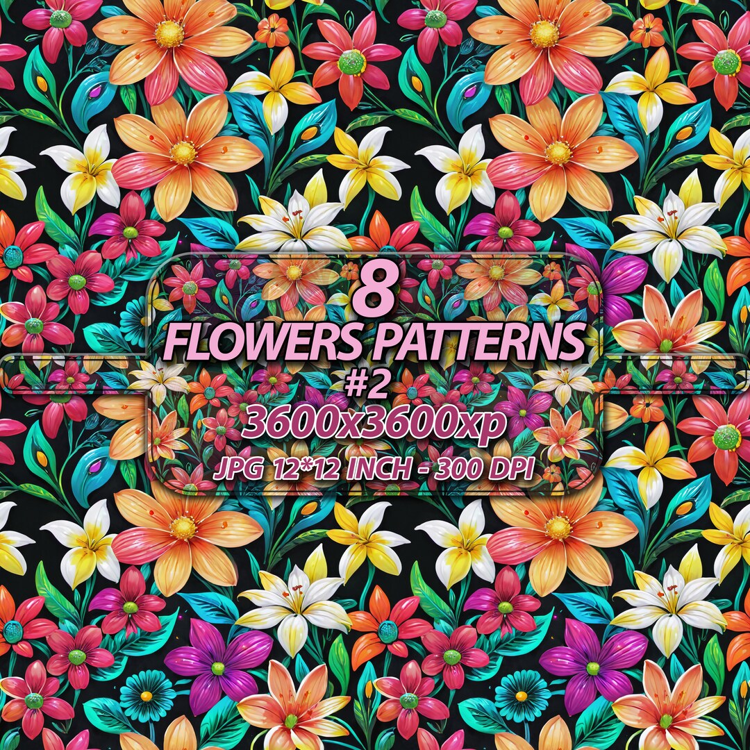 Flowers Digital Paper, Flowers Seamless Pattern, Floral Prints, Flowers ...
