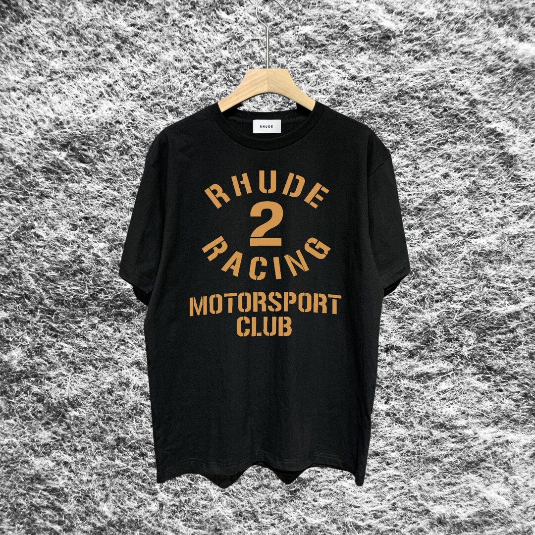 Rhude T-shirt, Rhude Letter Print Retro Round Neck Pure Cotton Casual T ...