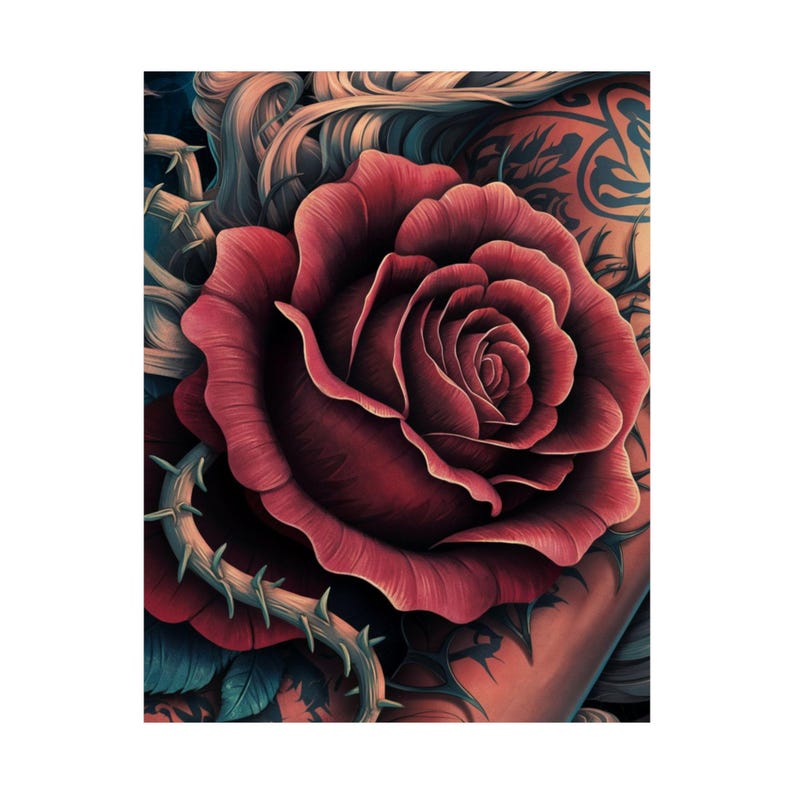 Poster of Big Red Roses Tattoo Matte - Etsy