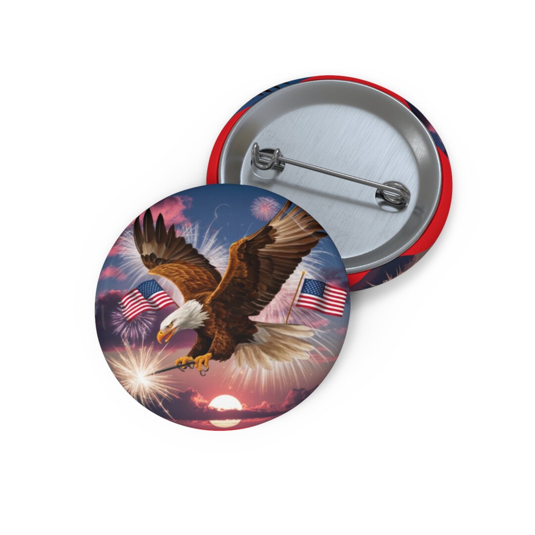 Eagle Independence Day Custom Pin Buttons - Etsy