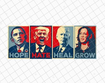 Hope Hate Heal Grow Png, Kamala Harris Support Png, 2024 American ...