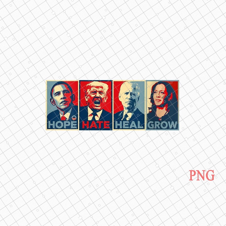 Hope Hate Heal Grow Png, Kamala Harris Support Png, 2024 American ...