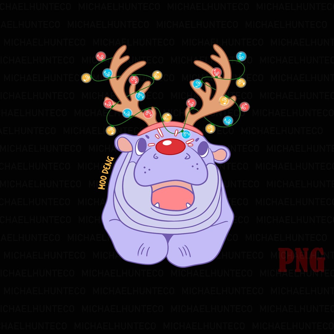 Christmas Moo Deng Png, Santa Moo Deng PNG, Baby Hippo Png, I Love Moo ...