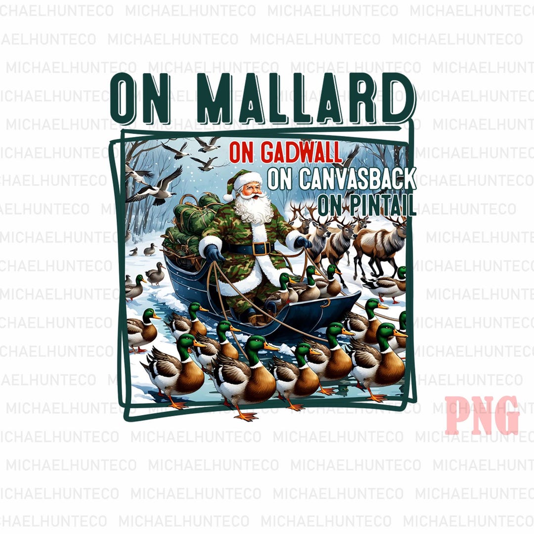 On Mallard on Gadwall Christmas Png, Funny Duck Hunting Santa Png ...