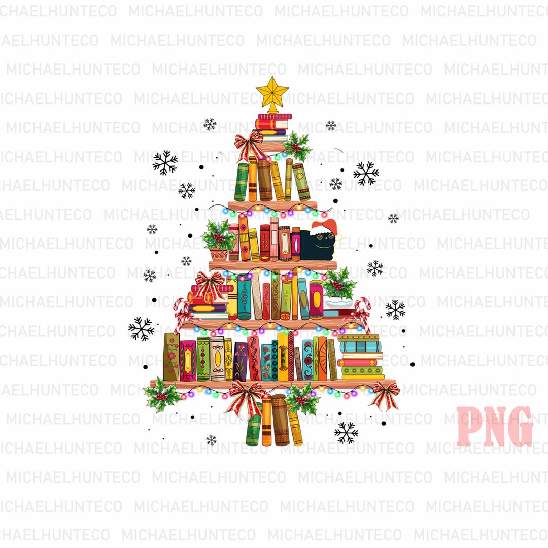 Christmas Book Tree Png, Christmas Png, Book Lovers Png, Bookworm ...