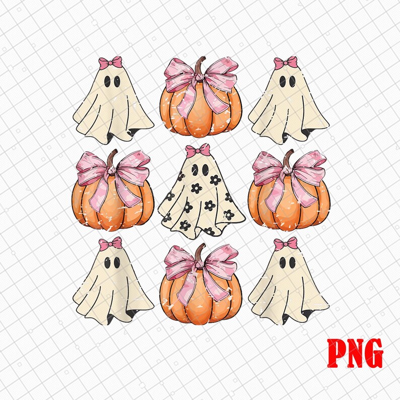 Halloween Cute Ghost Png, Coquette Bow Halloween Png, Halloween Png ...