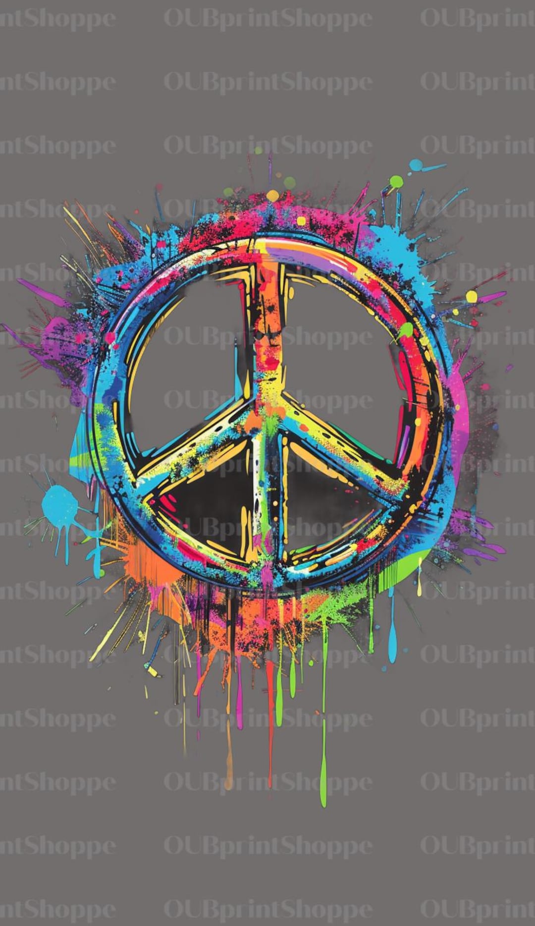 Neon Drippy Peace Sign. DTF Neon Transfer. Ready to Press. Melting ...