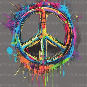 Neon Drippy Peace Sign. DTF Neon Transfer. Ready to Press. Melting ...