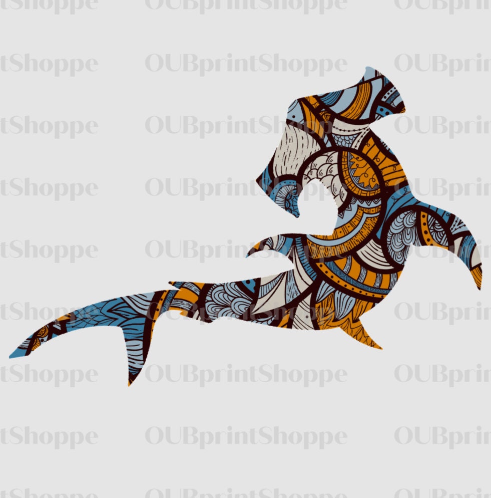 Hammerhead Shark DTF Transfer. Ready to Press. Patterned Shark Print ...