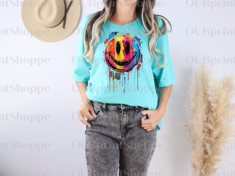 Neon Drippy Smiley Face. DTF Neon Transfer.ready to Press.melting ...