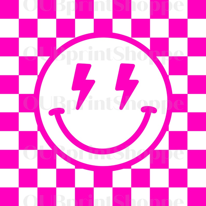 Checkered Smiley DTF Transfer. Ready to Press. Retro Smiley Checkered ...