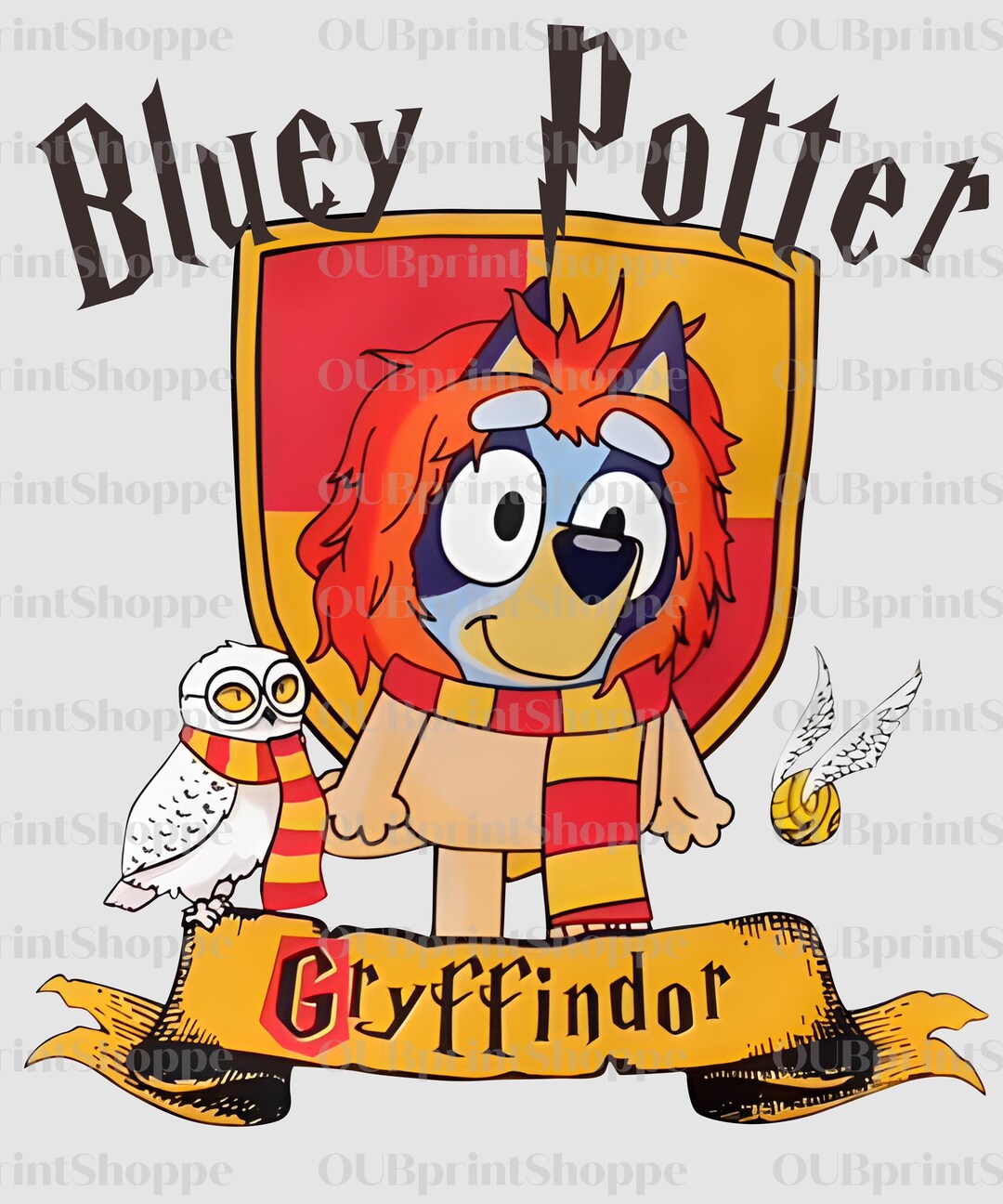Bluey Potter Wizards Griffyndor. DTF Transfer. Ready to Press. Potter ...