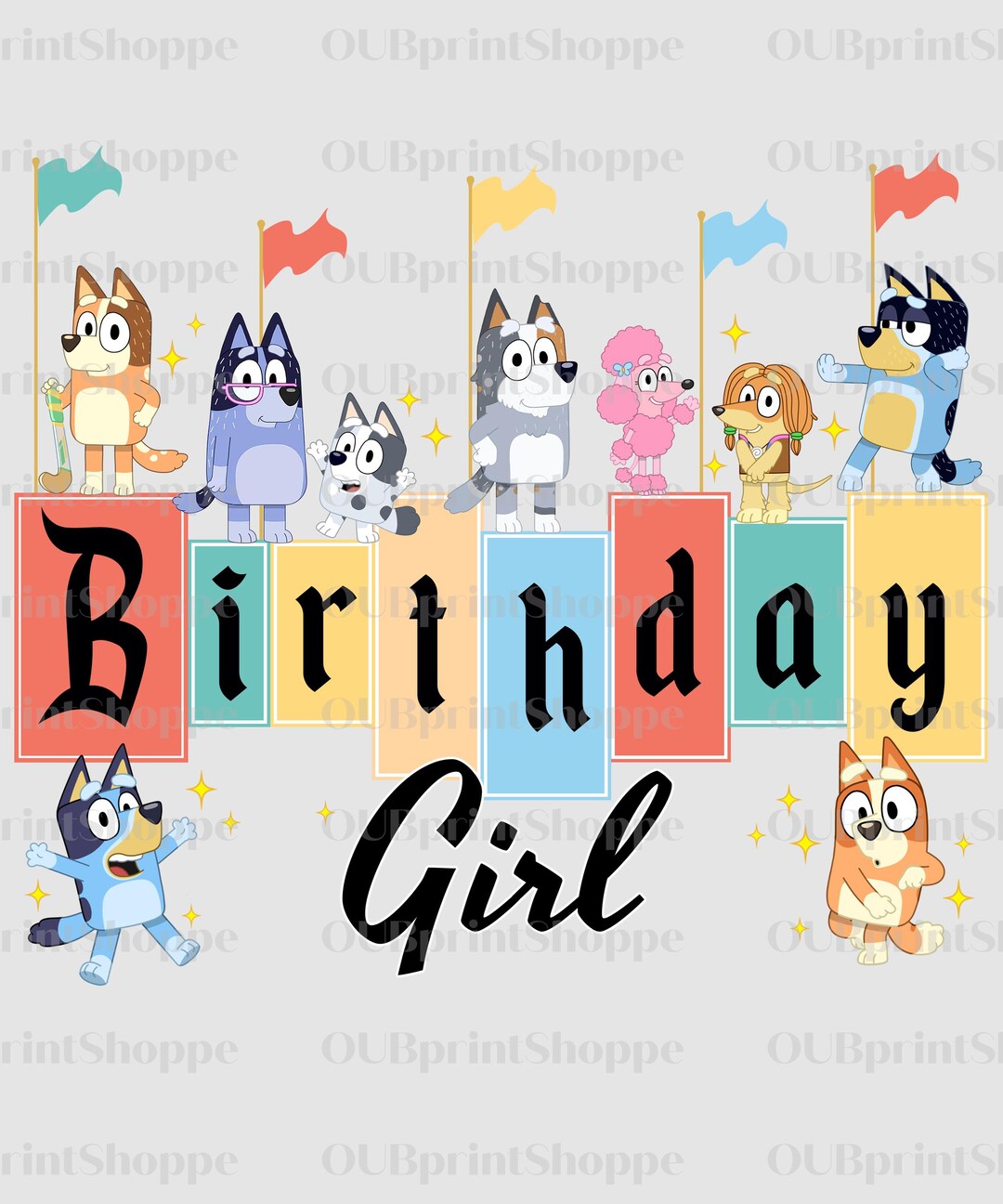 Bluey Birthday Girl. DTF Transfer. Ready to Press. Easter Design. DTF ...