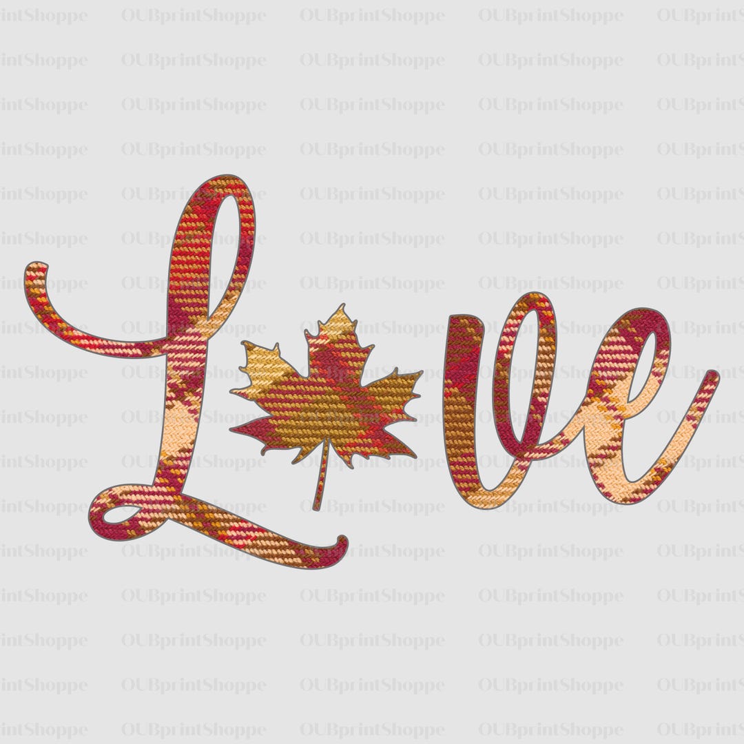 Love Plaid Fall DTF Transfer. Ready to Press. Plaid Leaf Print. Love ...