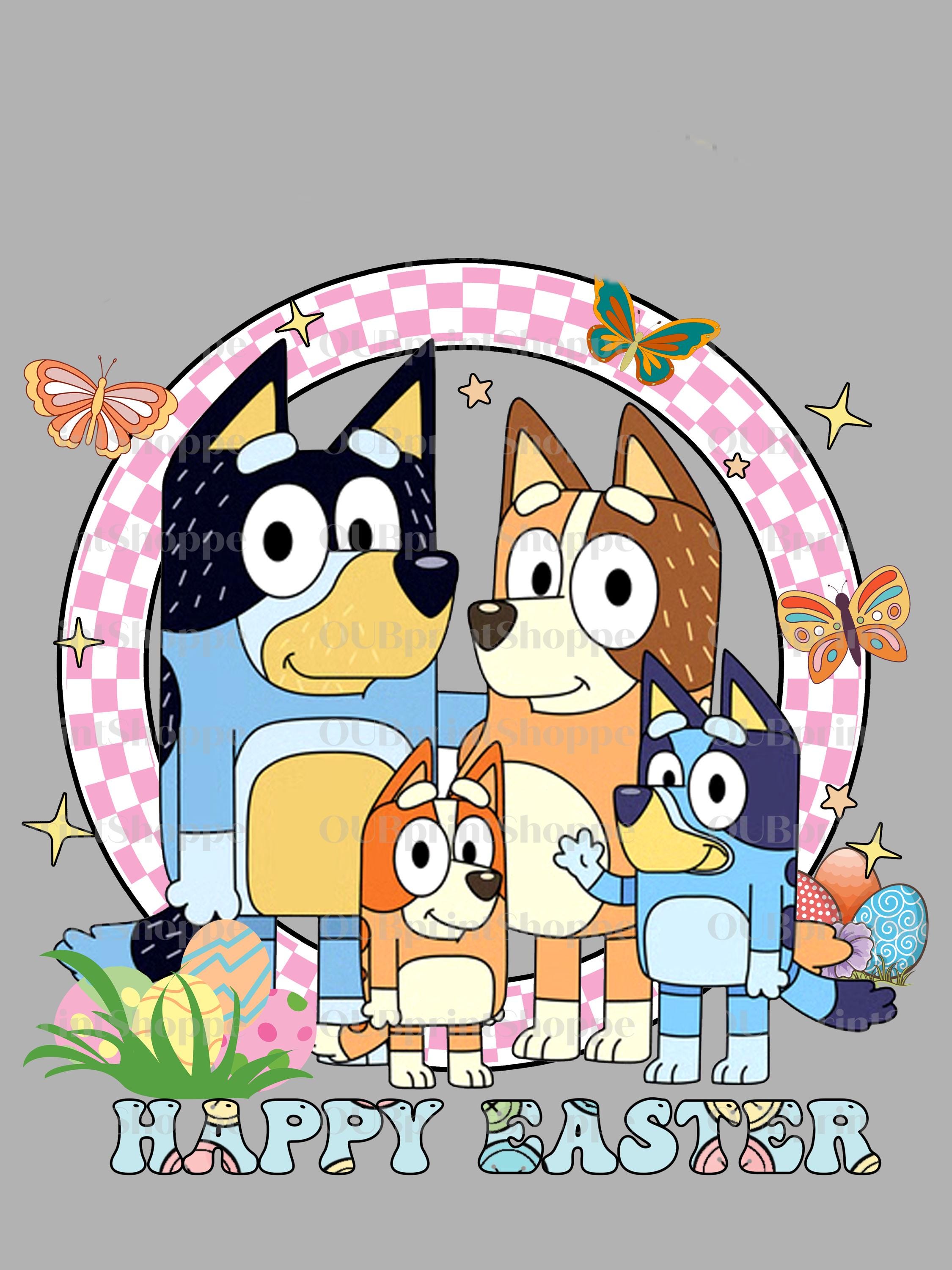 Happy Easter Bluey Family. DTF Transfer. Ready to Press. Easter Design ...