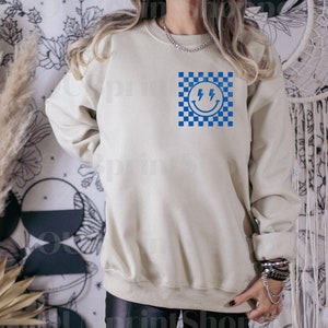 Checkered Smiley DTF Transfer. Ready to Press. Retro Smiley Checkered ...