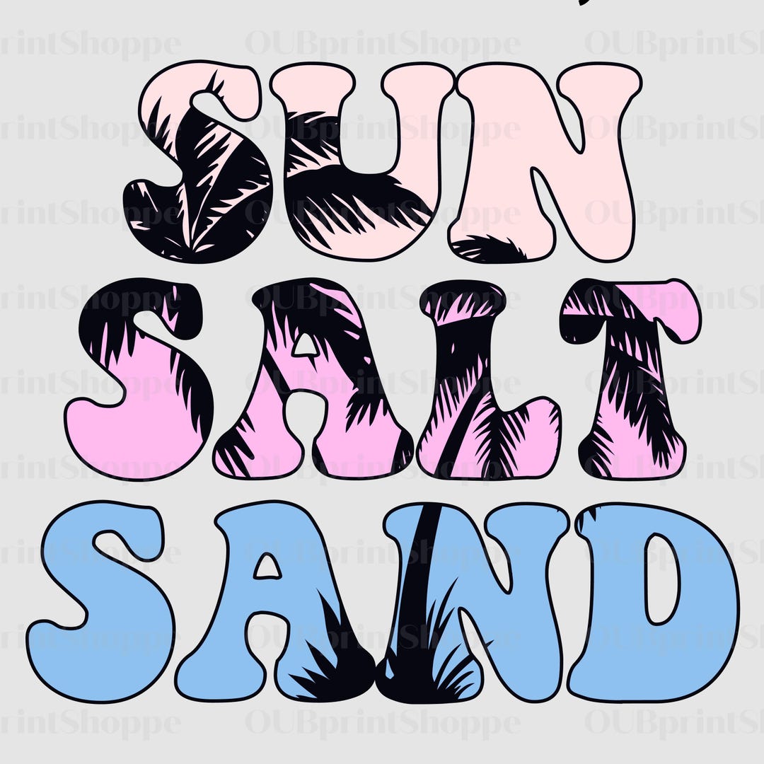 Sun Salt Sand Beach Scene DTF Transfer, Ready to Press. Print Only-no ...