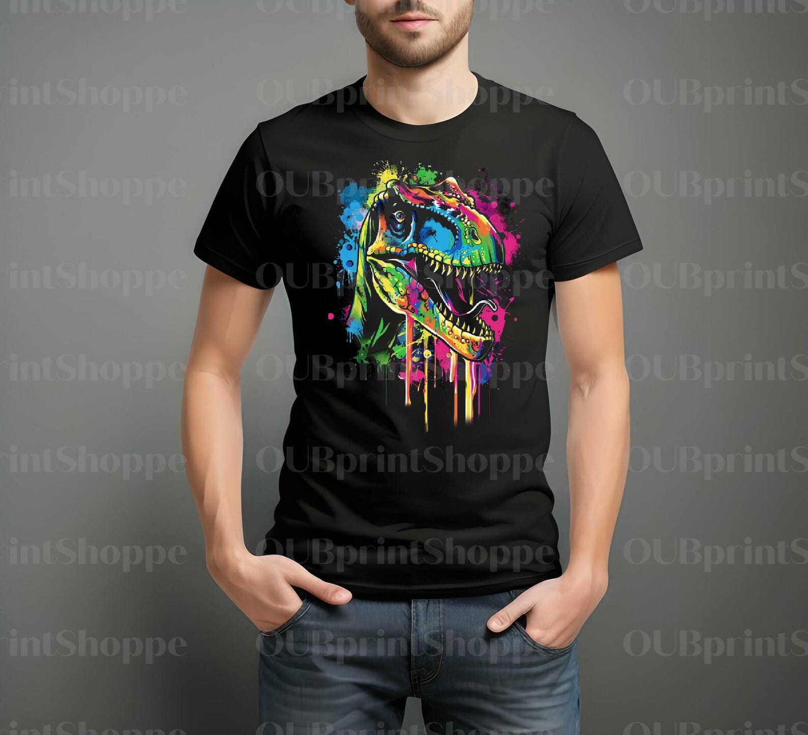 Neon Dripping Raptor. DTF Neon Transfer. Ready to Press. Velociraptor ...