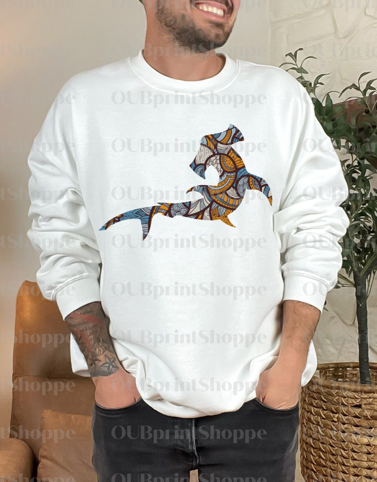 Hammerhead Shark DTF Transfer. Ready to Press. Patterned Shark Print ...