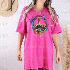 Neon Drippy Peace Sign. DTF Neon Transfer. Ready to Press. Melting ...