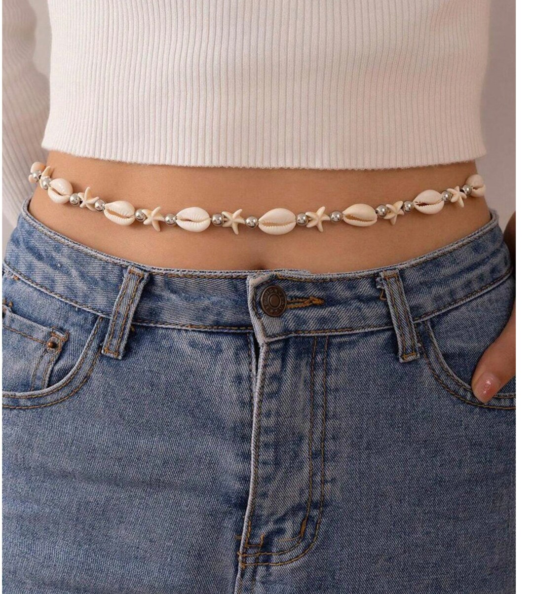Beaded BOHO Waist Chain Starfish and Shell Design, Fashionable Gift for ...