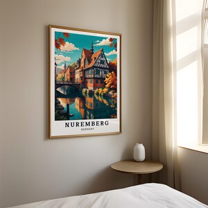 Nuremberg Poster, Germany Print, Historic Architecture and Canal, Wall ...