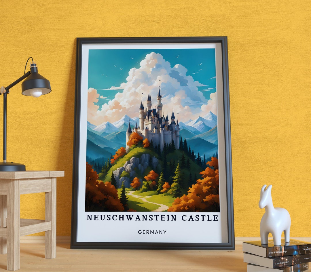 Neuschwanstein Castle Travel Poster, Germany Scenic Artwork, Bavarian ...