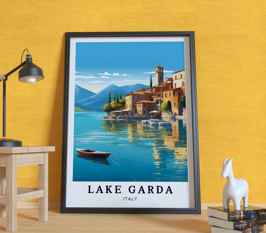 Lake Garda Poster, Italy Poster, Scenic Lakeside Village Wall Decor - Etsy