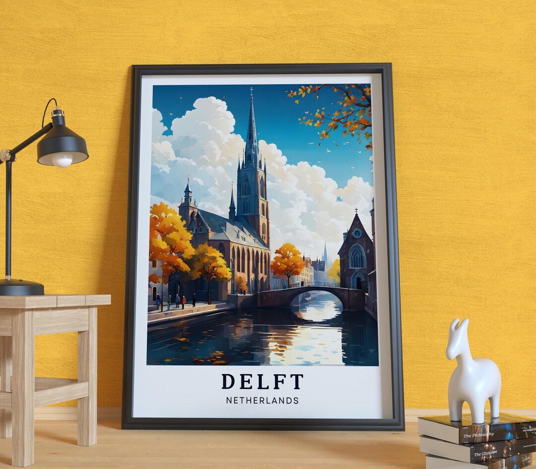 Delft Poster, Netherlands Poster, Scenic Canal View Wall Art - Etsy
