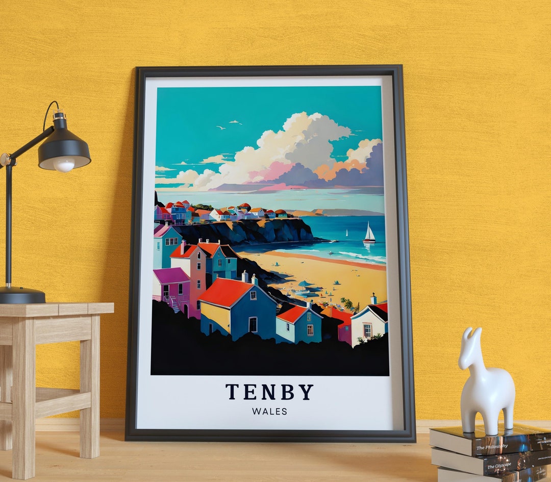 Tenby Poster, Wales Poster, Colorful Coastal Town Wall Art Decor - Etsy