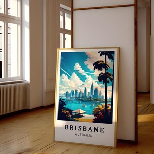 Brisbane Poster, Australia Print, Cityscape Wall Art, Tropical Travel ...